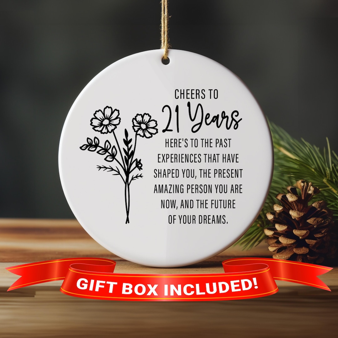 21st Birthday Christmas Ornament, Personalized 21st Birthday Gift for ...