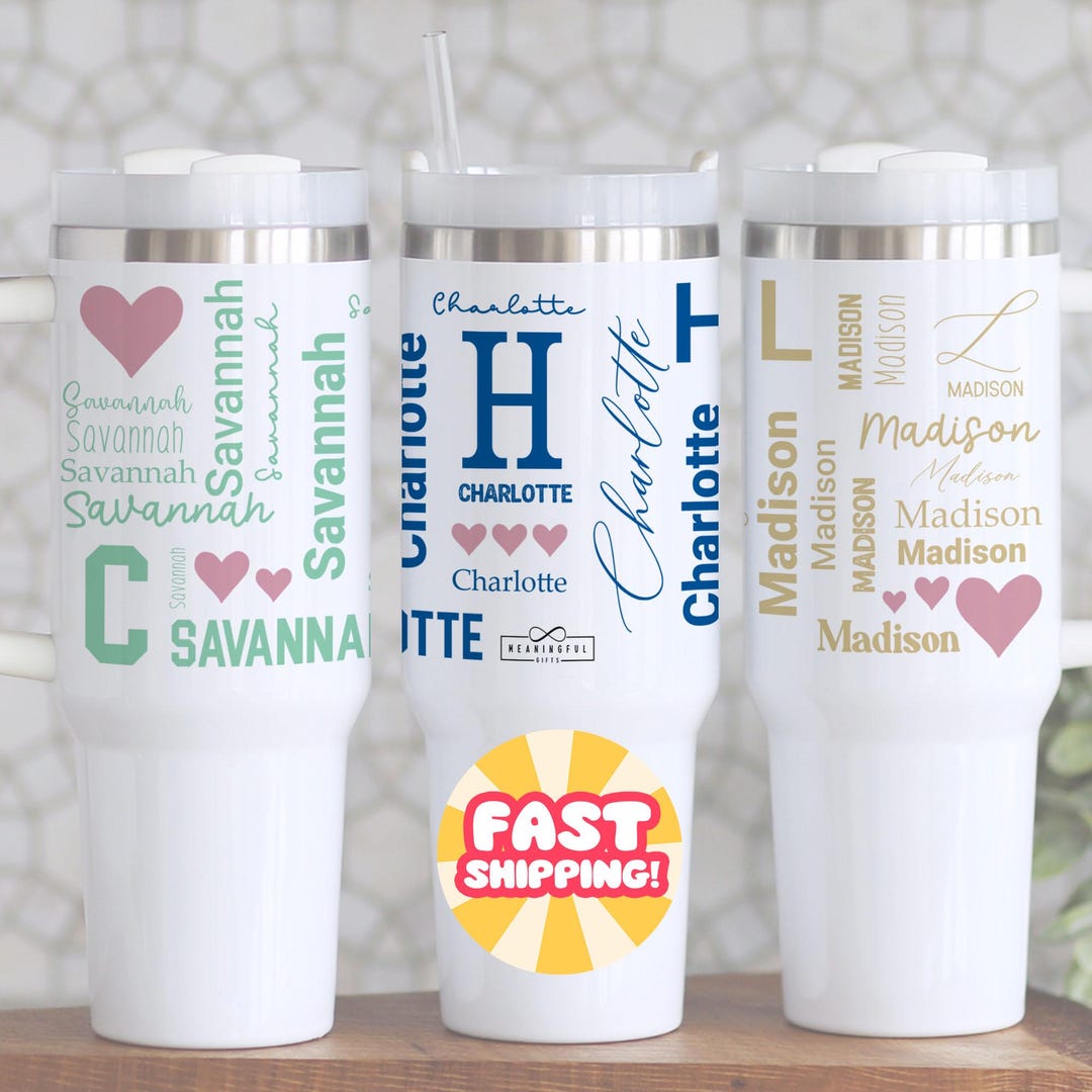 Personalized Tumbler 40oz - Repeating Name Travel Mug, Monogram Gift ...