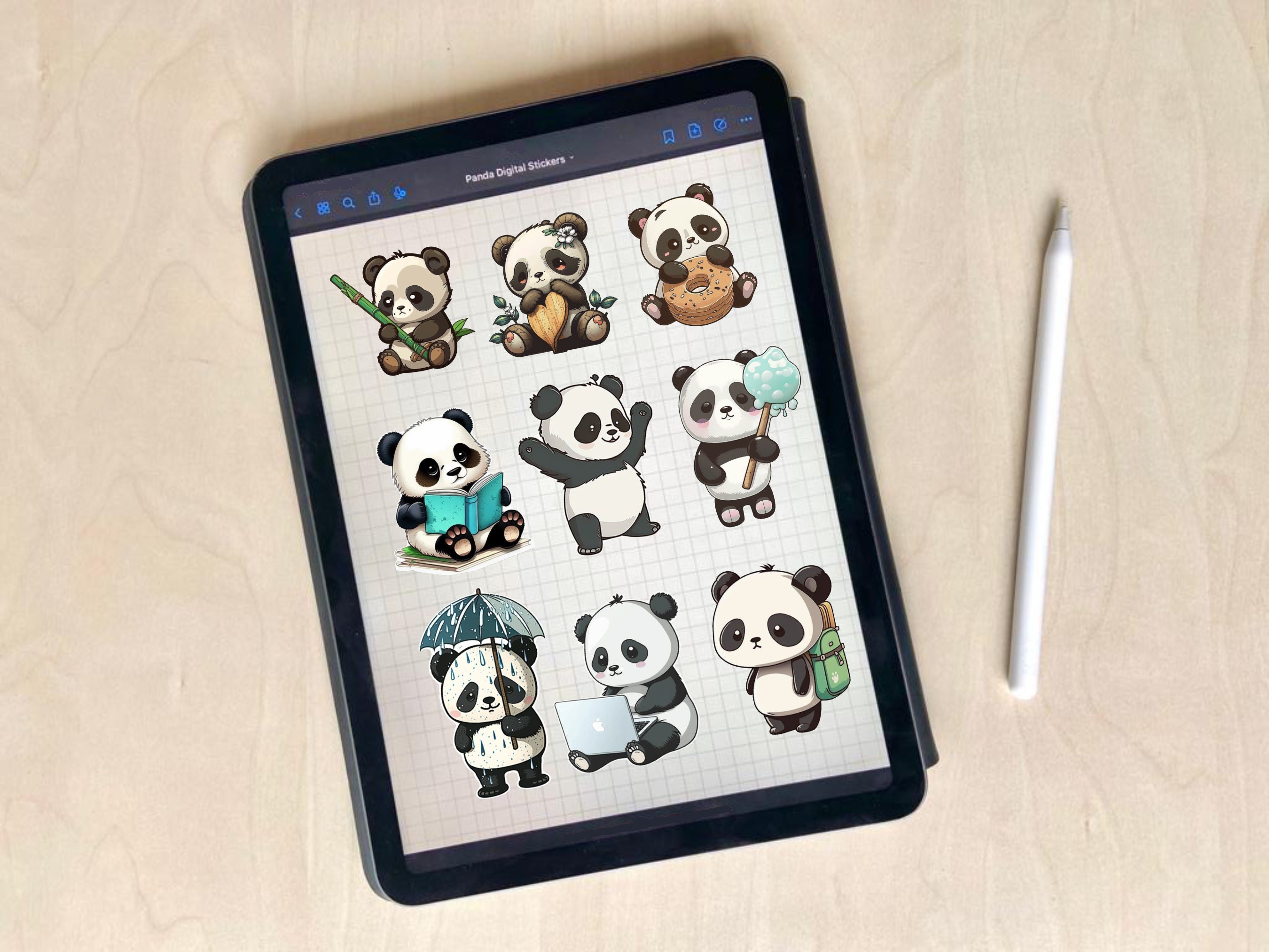 Cute Panda Digital Stickers Goodnotes Stickers Pandas Pet Emoti Student ...