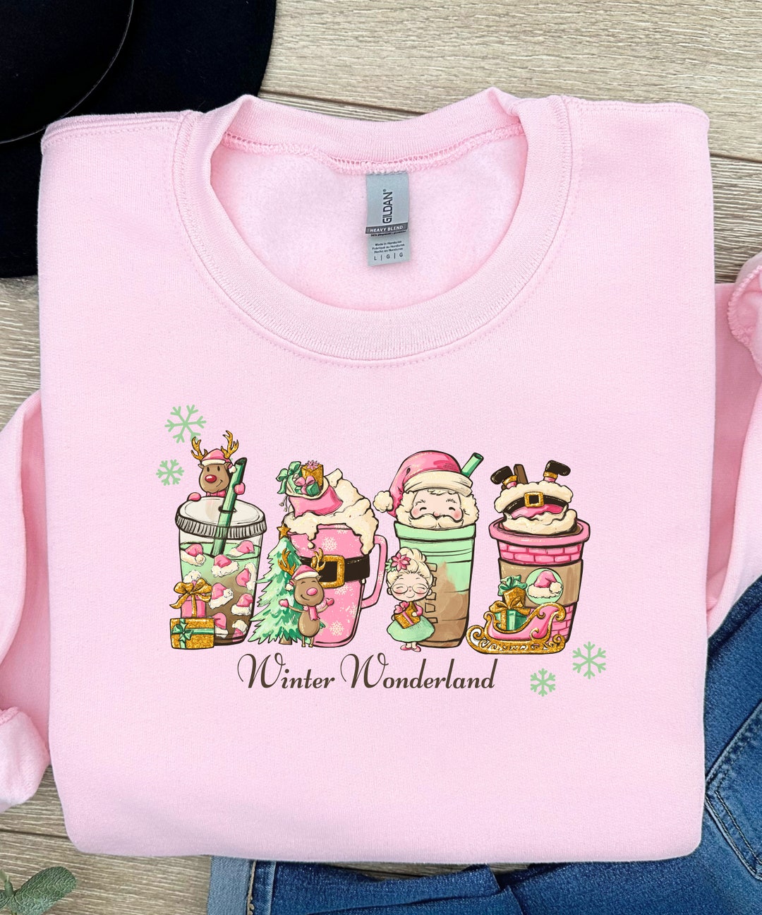 Pink Santa Sweatshirt Cute Christmas Sweatshirt Xmas Gift Christmas ...