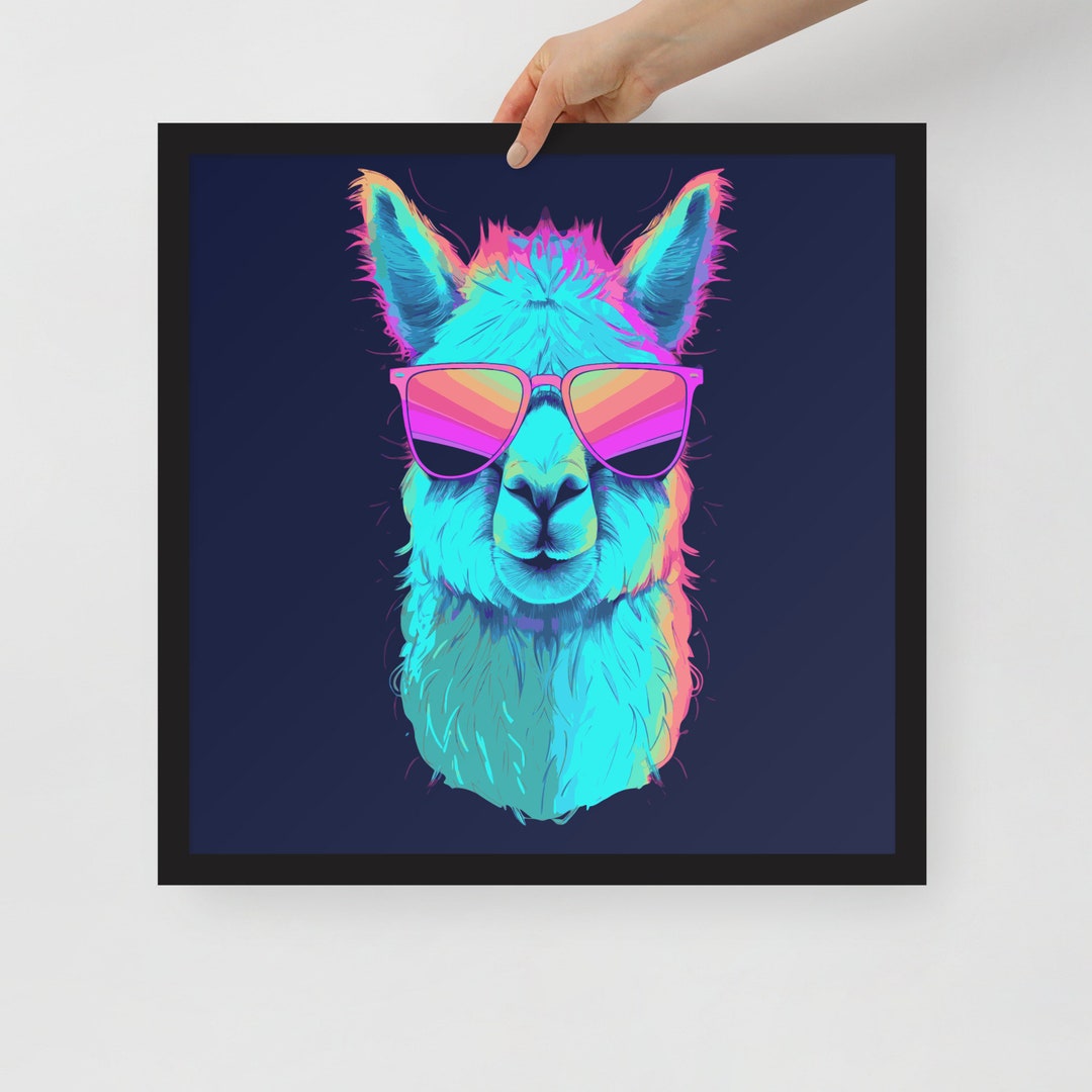 Party Animals Neon Alpaca Vector Print Art Wall Decor Animal Picture ...