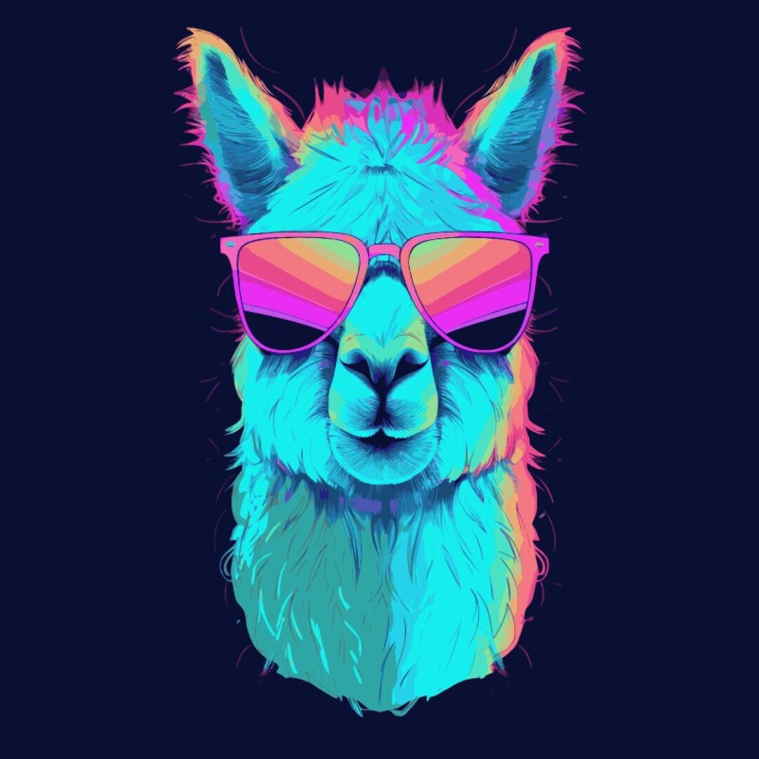 Party Animals Neon Alpaca Vektorgrafik Print Kunst Wanddekor - Etsy