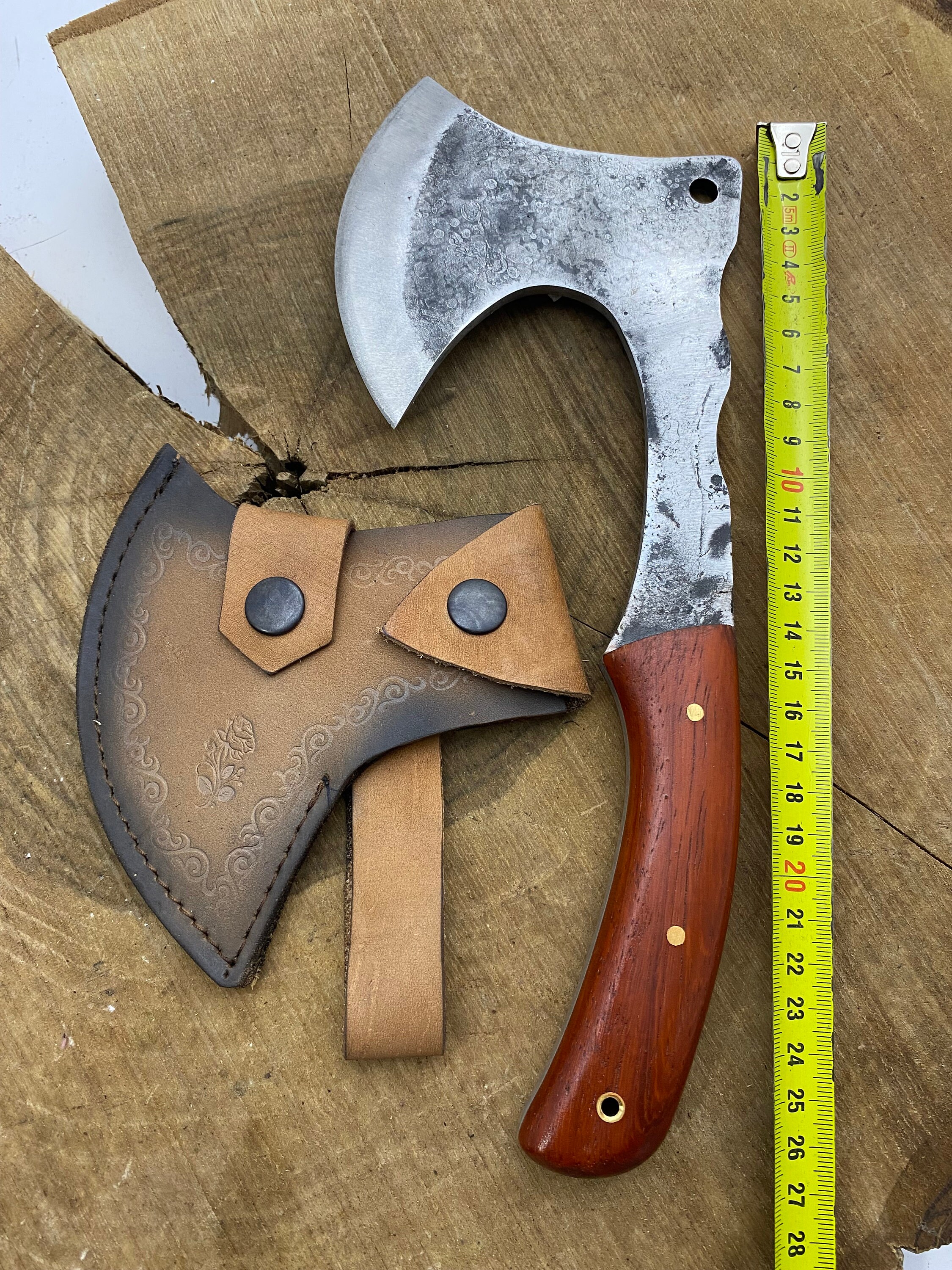 Hand Forged Viking Hatchet With Leather Case Custom Gifts for Men ...