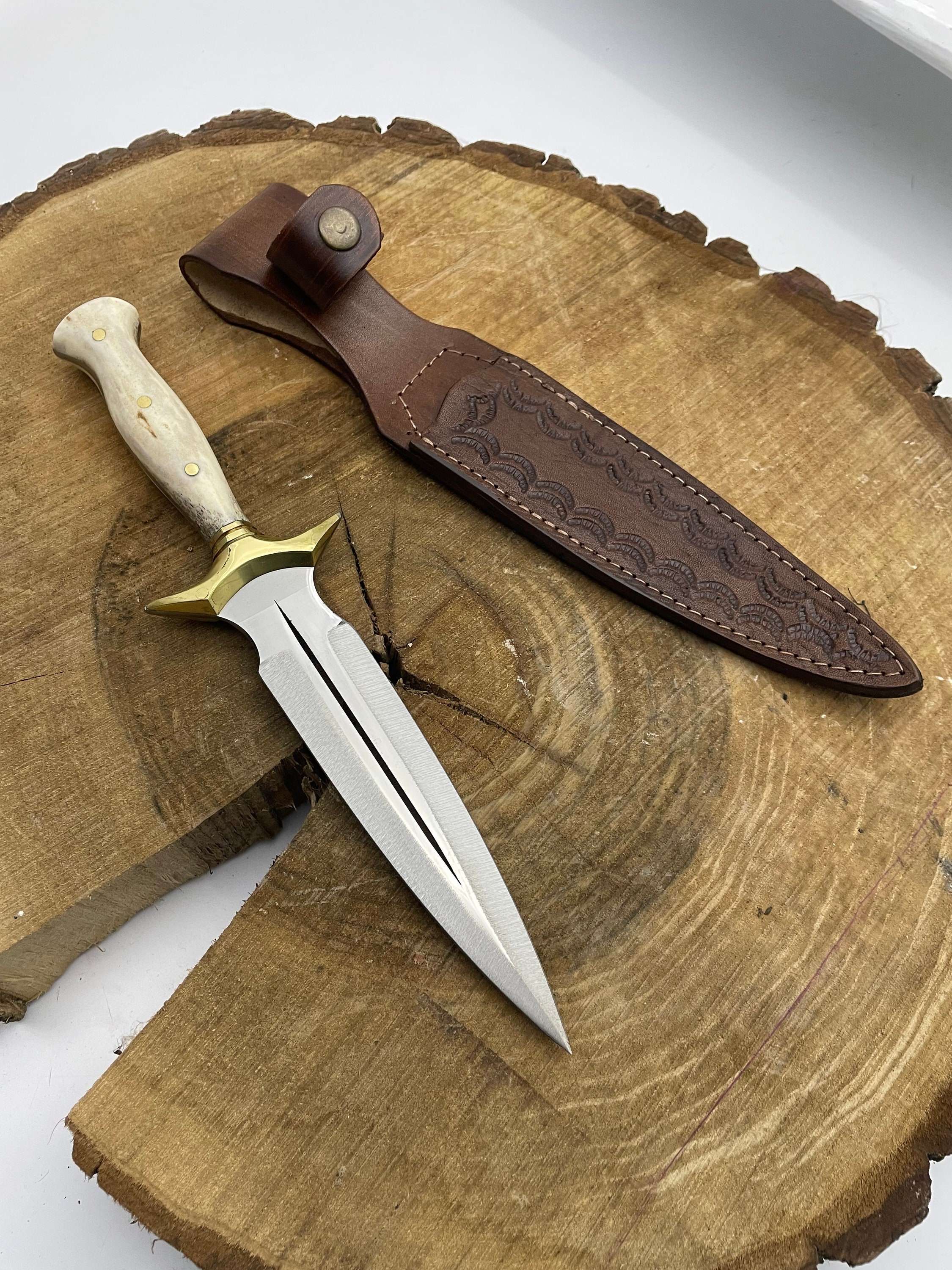 Buy Handmade Deer Antler Handle Dagger Knife Athame Knife Hunting Knive ...