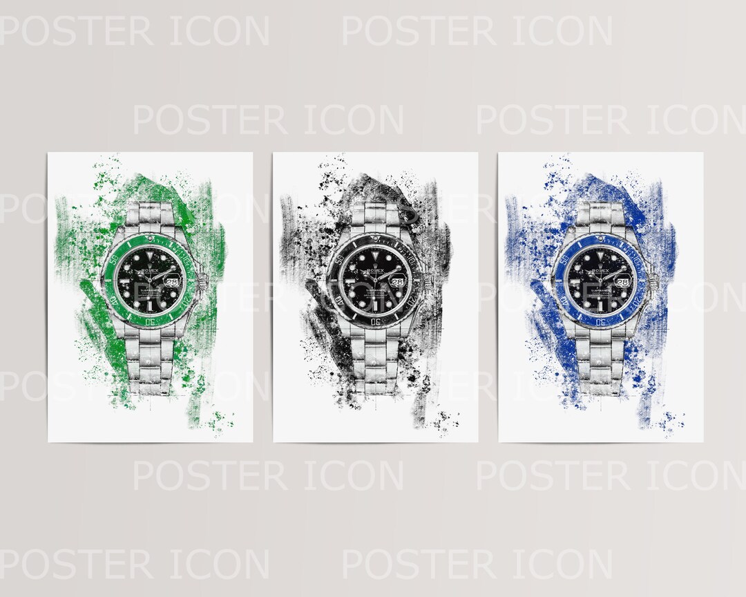 3 Illustrations of Rolex Submariner Abstract Contemporary - Etsy