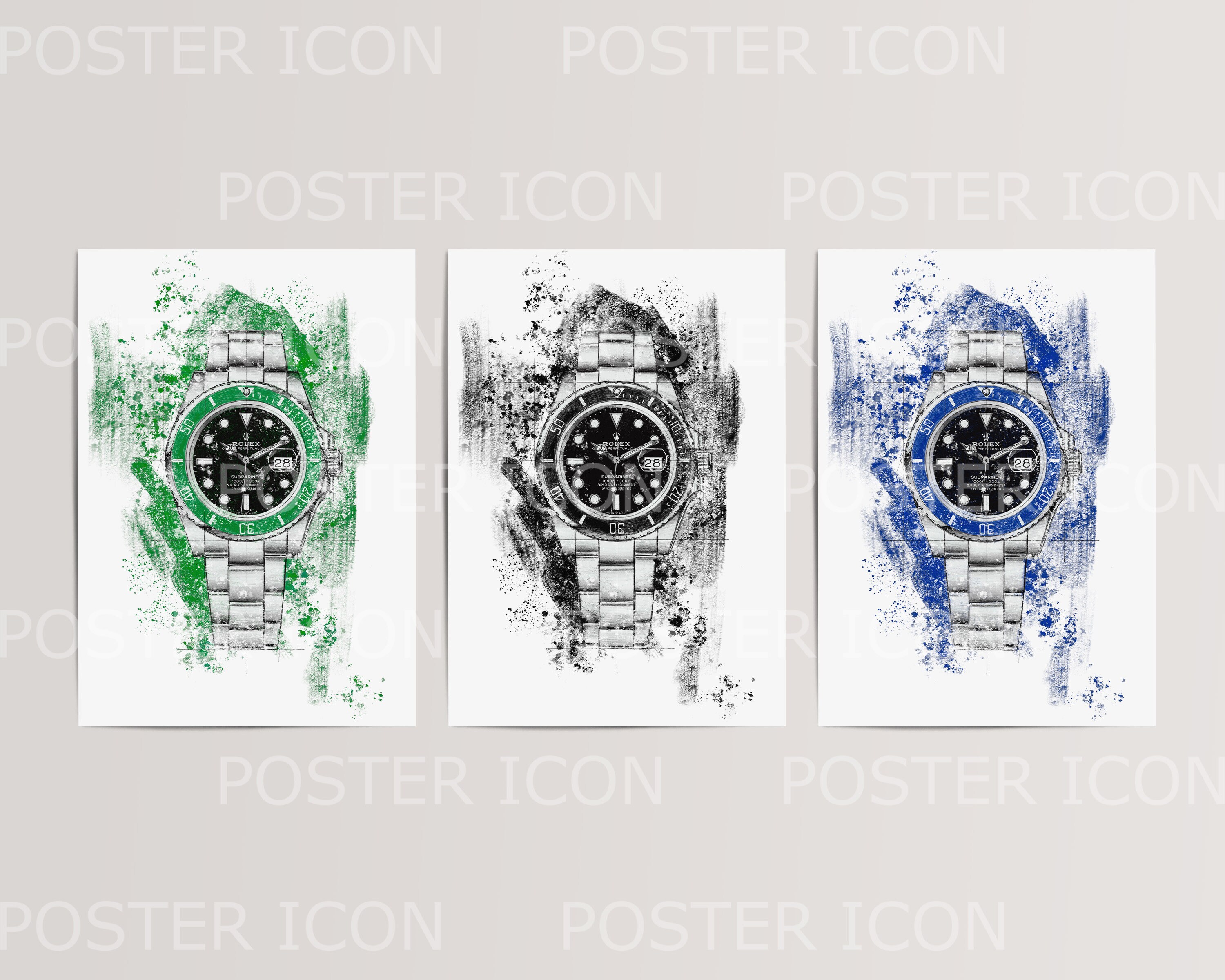 3 Illustrations of Rolex Submariner Abstract Contemporary - Etsy