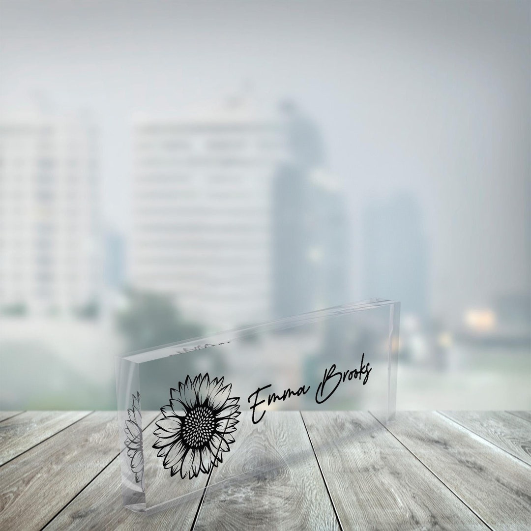 Personalized Sunflower Name Plate, Custom Desk Sign, Flower Desk Name ...