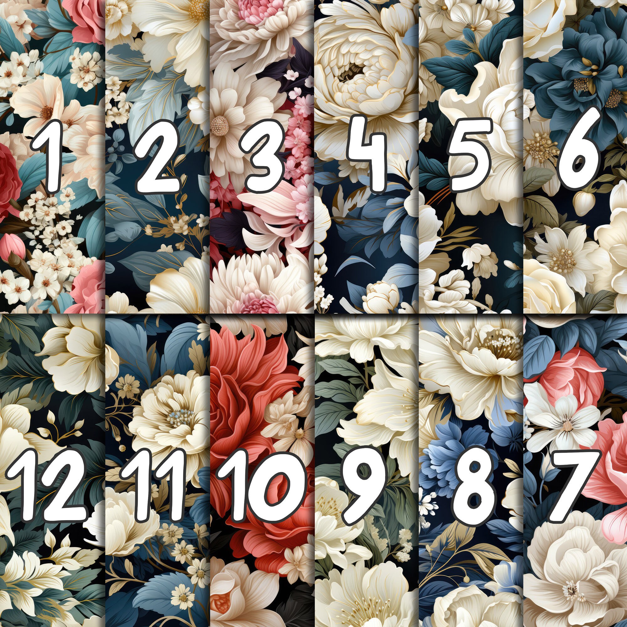 Victorian Floral Digital Paper Instant Download Seamless - Etsy