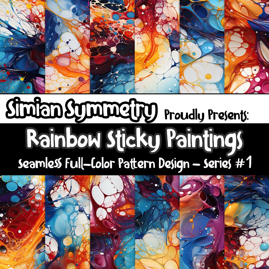 Rainbow Sticky Paintings Digital Paper | Instant Download | Seamless ...