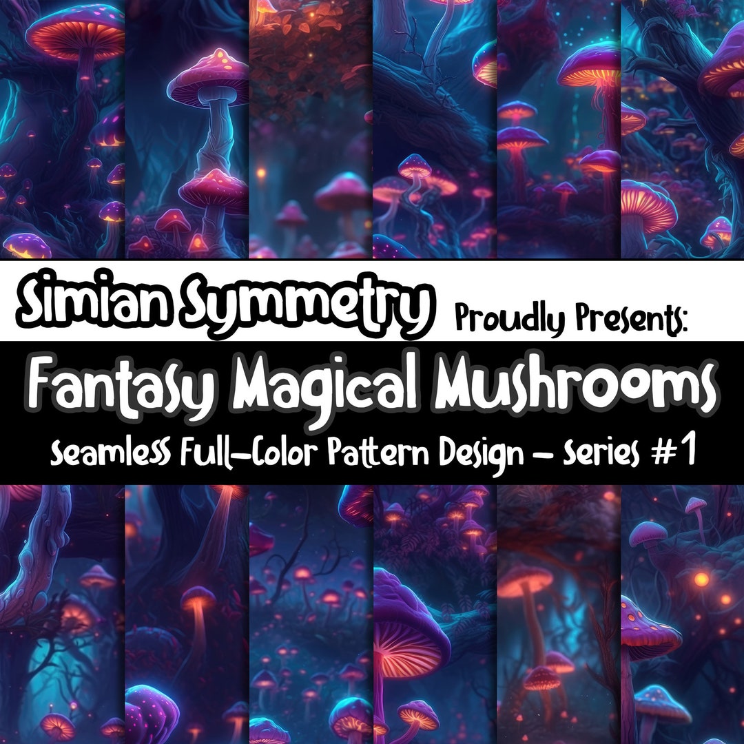 DIGITAL PAPER Fantasy Magical Mushrooms Series 1 | Seamless Designs ...