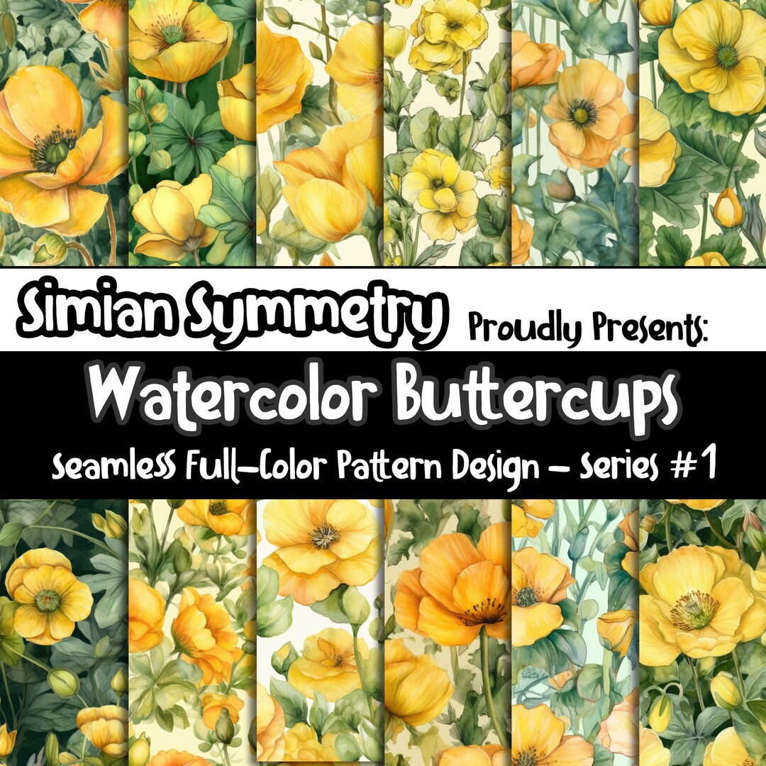 DIGITAL PAPER Buttercup Series 1 | Seamless Designs | Twelve Colorful ...