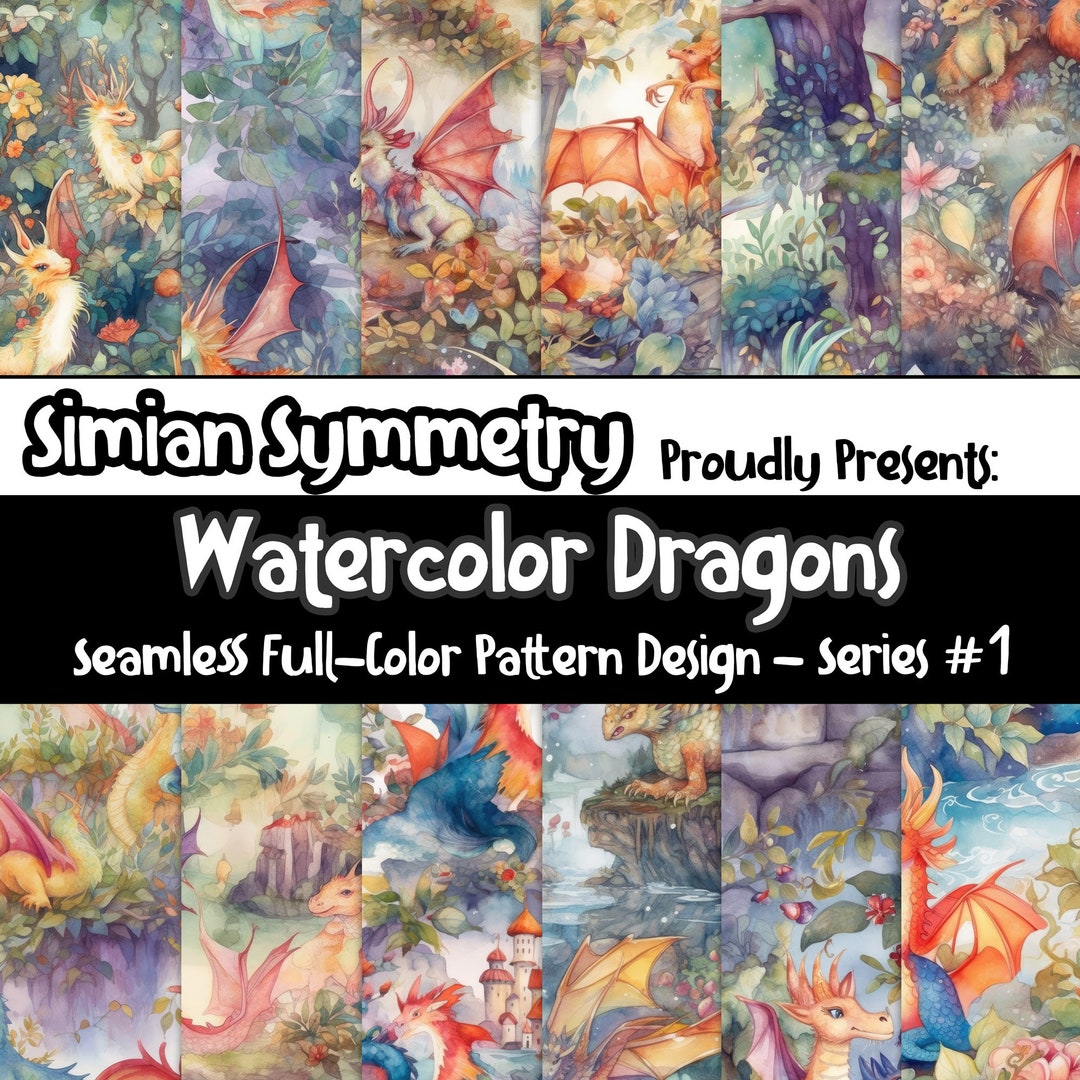 DIGITAL PAPER Dragons Series 1 | Seamless Designs | Twelve Colorful ...