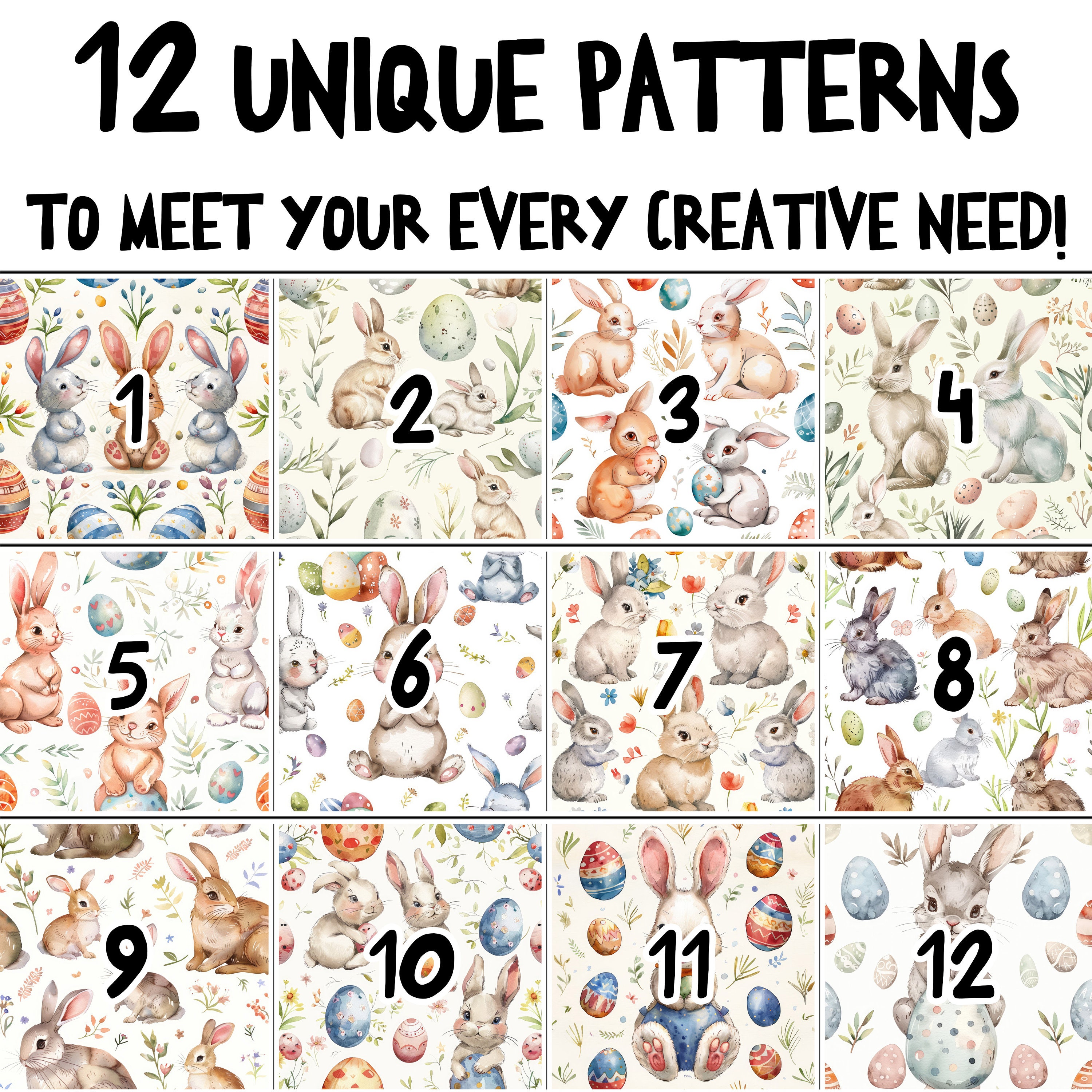 Adorable Easter Bunny Digital Paper | Instant Download | Seamless ...