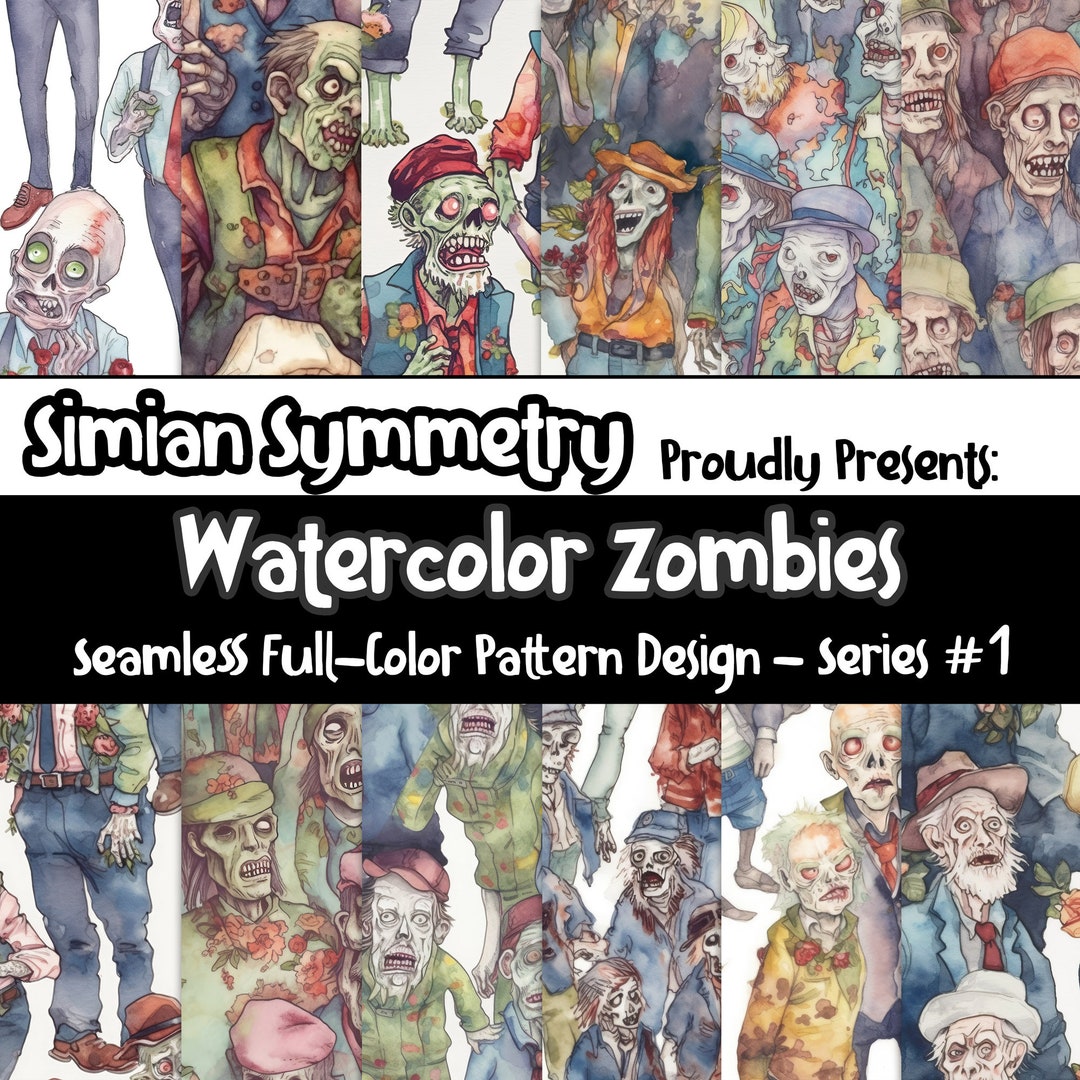 Watercolor Zombies Digital Paper | Instant Download | Seamless Patterns ...