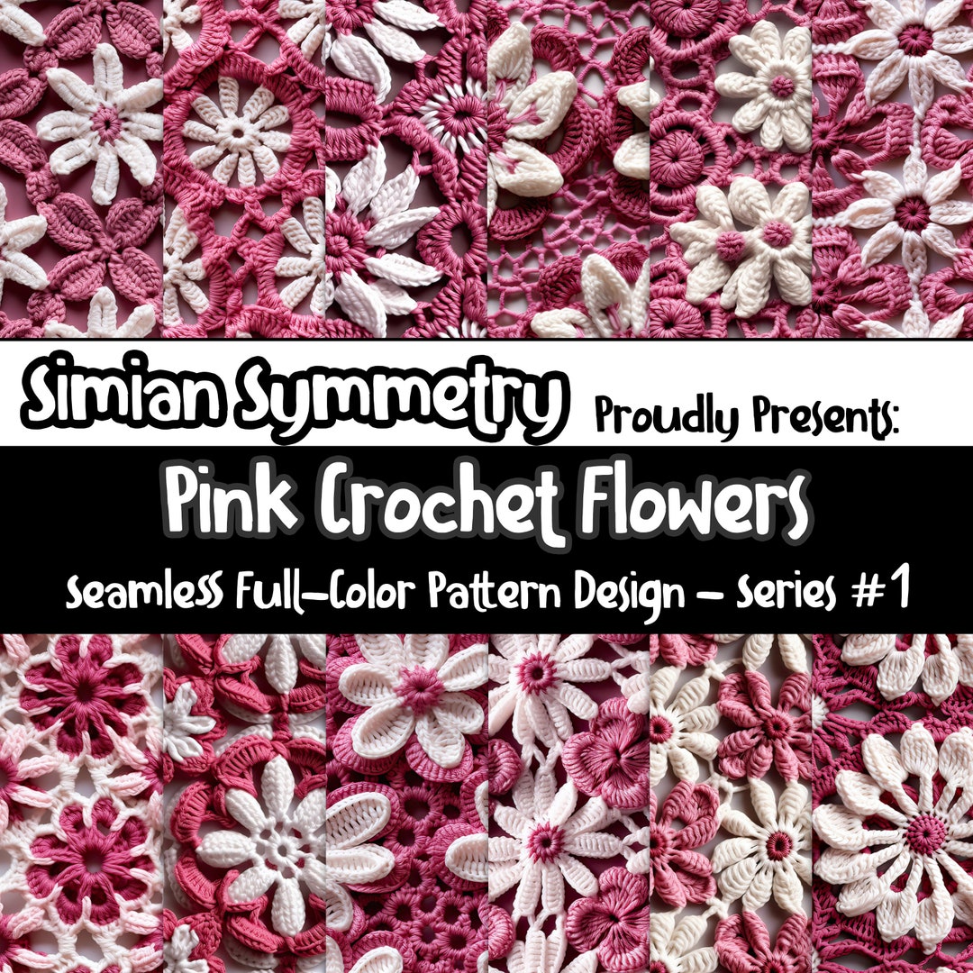 Pink Crochet Flowers Digital Paper | Instant Download | Seamless ...