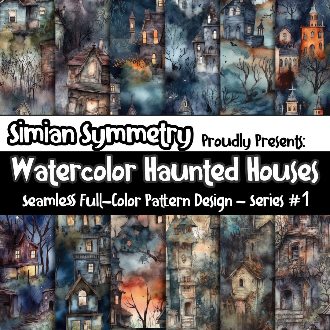 DIGITAL PAPER Haunted Houses Series 1 | Seamless Designs | Twelve ...