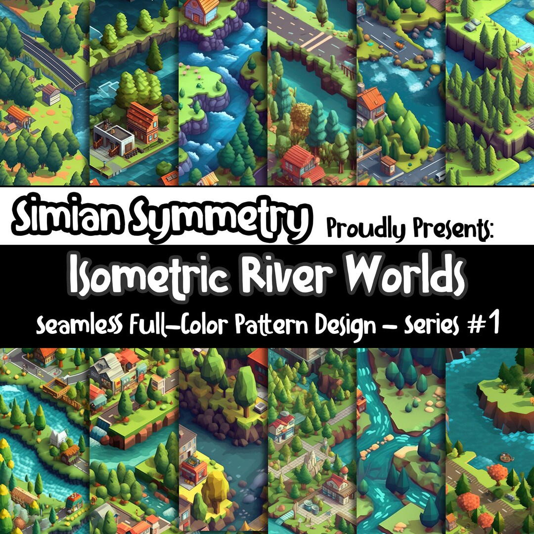 DIGITAL PAPER Isometric River Worlds Series 1 | Seamless Designs ...
