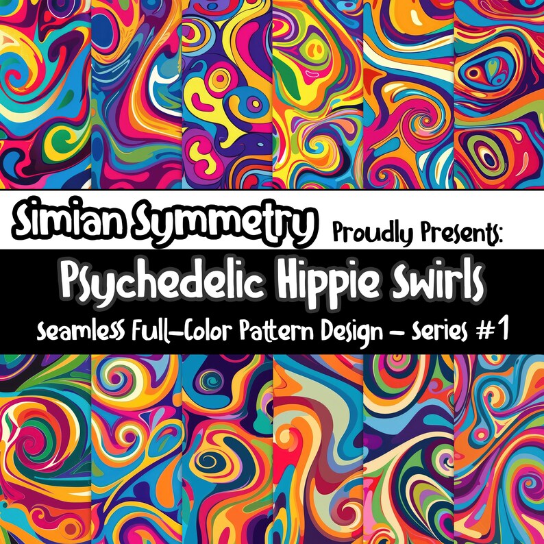 Psychedelic Hippie Swirls Digital Paper 60s Retro Pattern Instant ...
