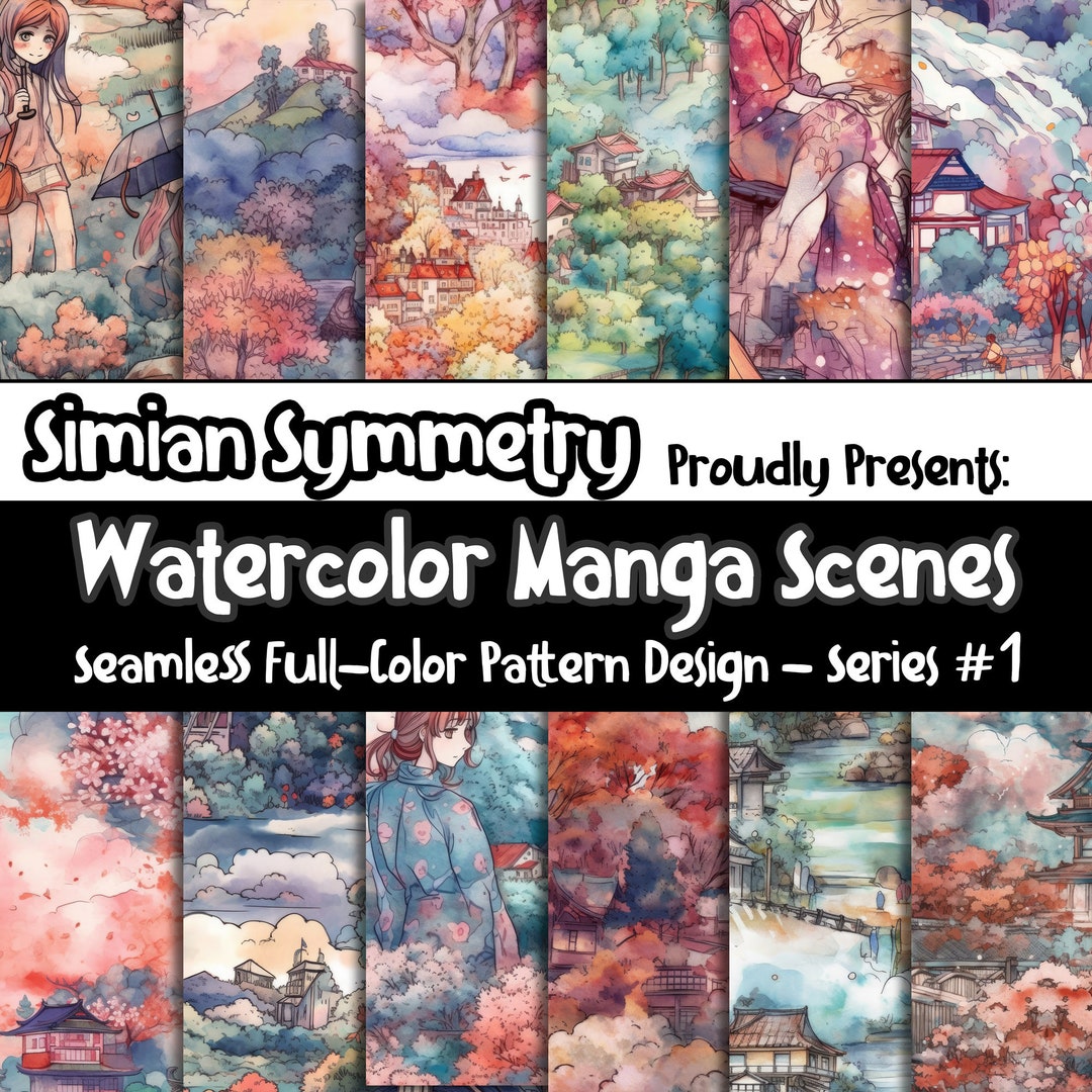 DIGITAL PAPER Manga Scenes Series 1 | Seamless Designs | Twelve ...