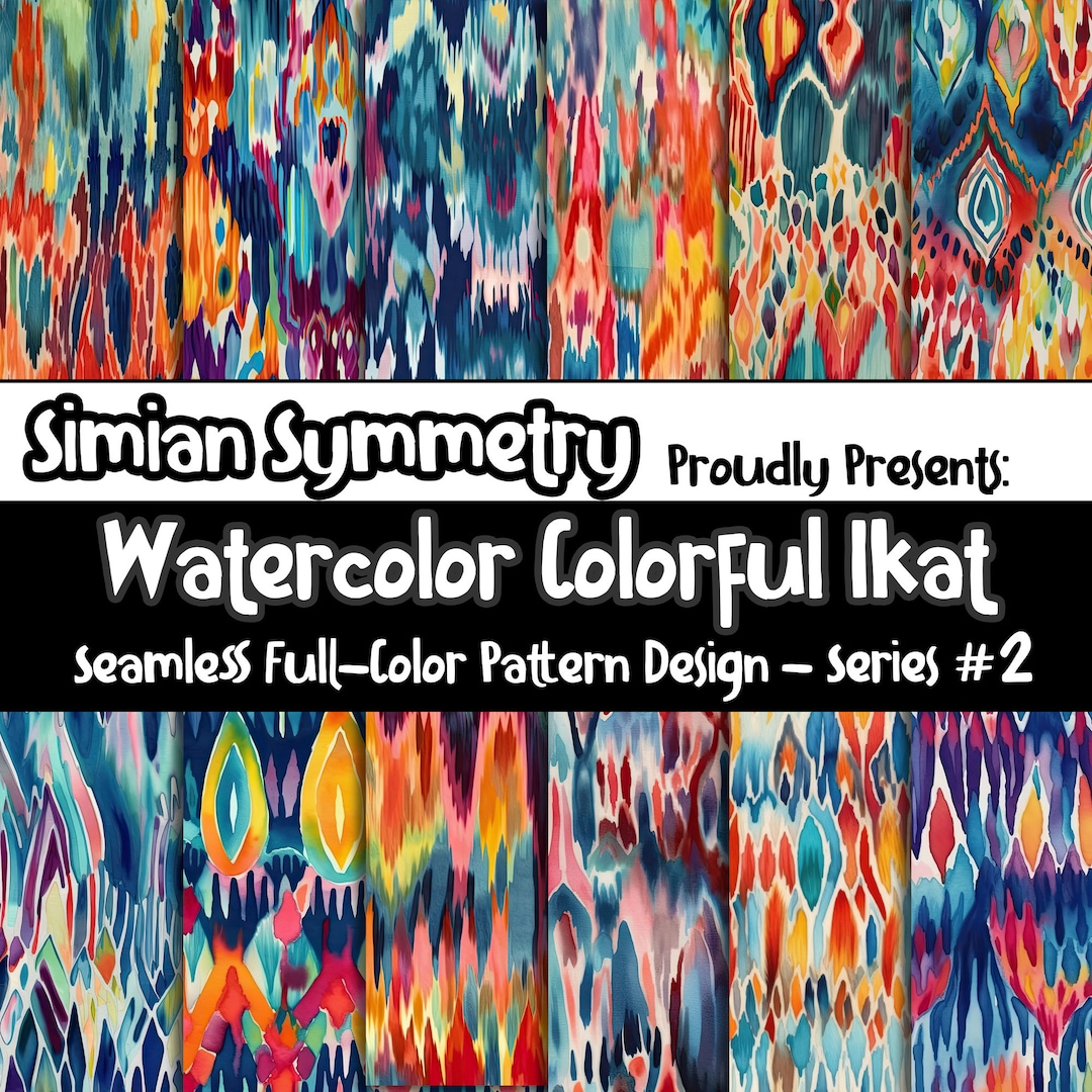 DIGITAL PAPER Colorful Ikat Series 2 | Seamless Designs | Twelve ...
