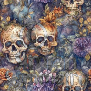 Skull Digital Paper | Seamless Skull Designs | Colorful Skull Patterns ...