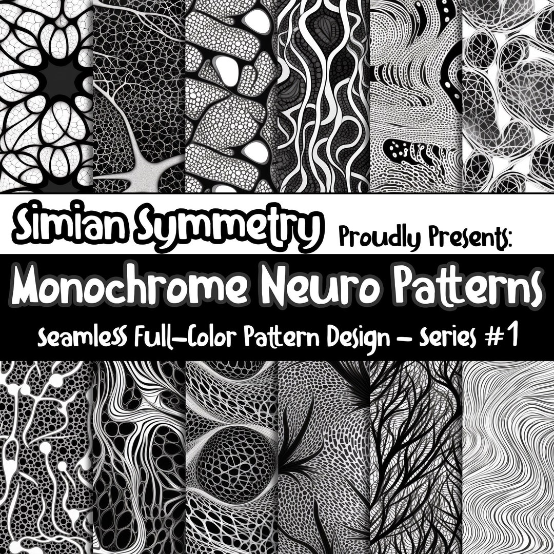 DIGITAL PAPER Monochrome Neuro Patterns Series 1 | Seamless Designs ...