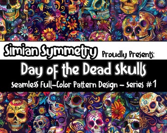 Sugar Skulls Digital Paper, Day of the Dead Pattern, Watercolour Skulls ...
