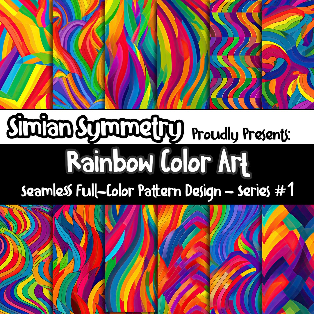 DIGITAL PAPER Rainbow Color Art Series 1 | Seamless Designs | Twelve ...
