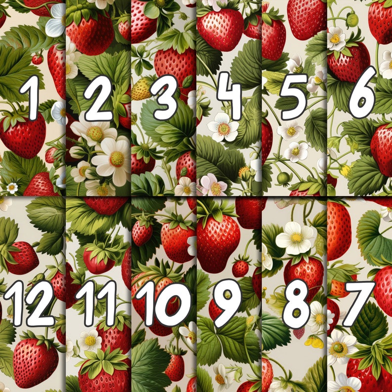 Fresh Strawberry Wallpaper Digital Paper | Instant Download | Seamless ...