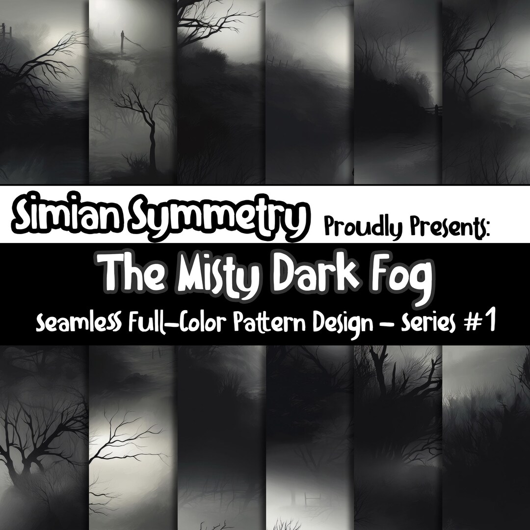 Misty Dark Fog Digital Paper | Obscured Dark Mist Seamless Tiles ...