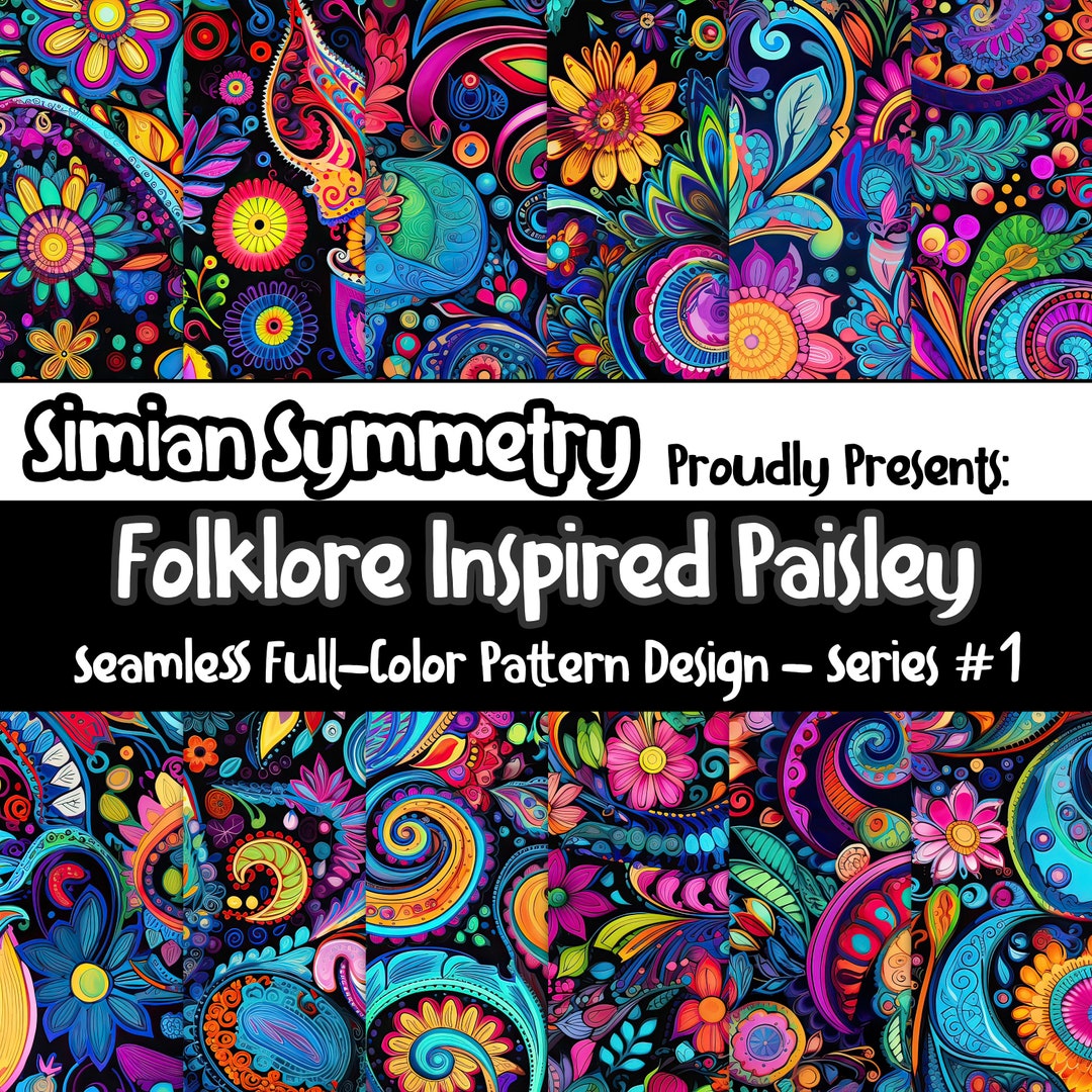 Folklore Paisley Digital Paper | Instant Download | Seamless Patterns ...