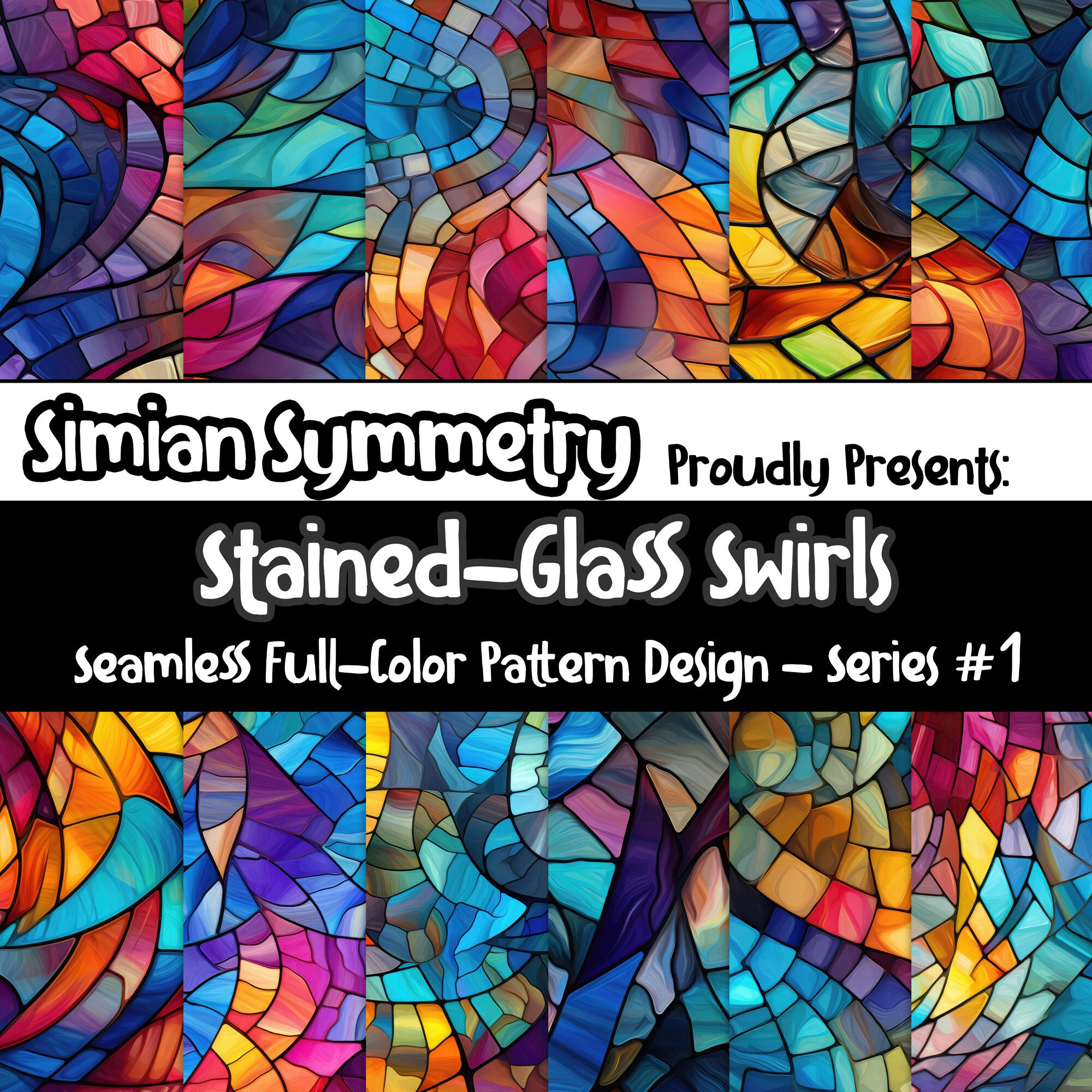 Rainbow Stained-glass Swirls | Instant Download | Seamless Patterns ...