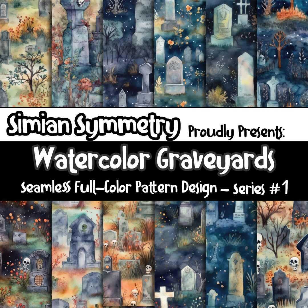 DIGITAL PAPER Graveyard Series 1 | Seamless Designs | Twelve Colorful ...
