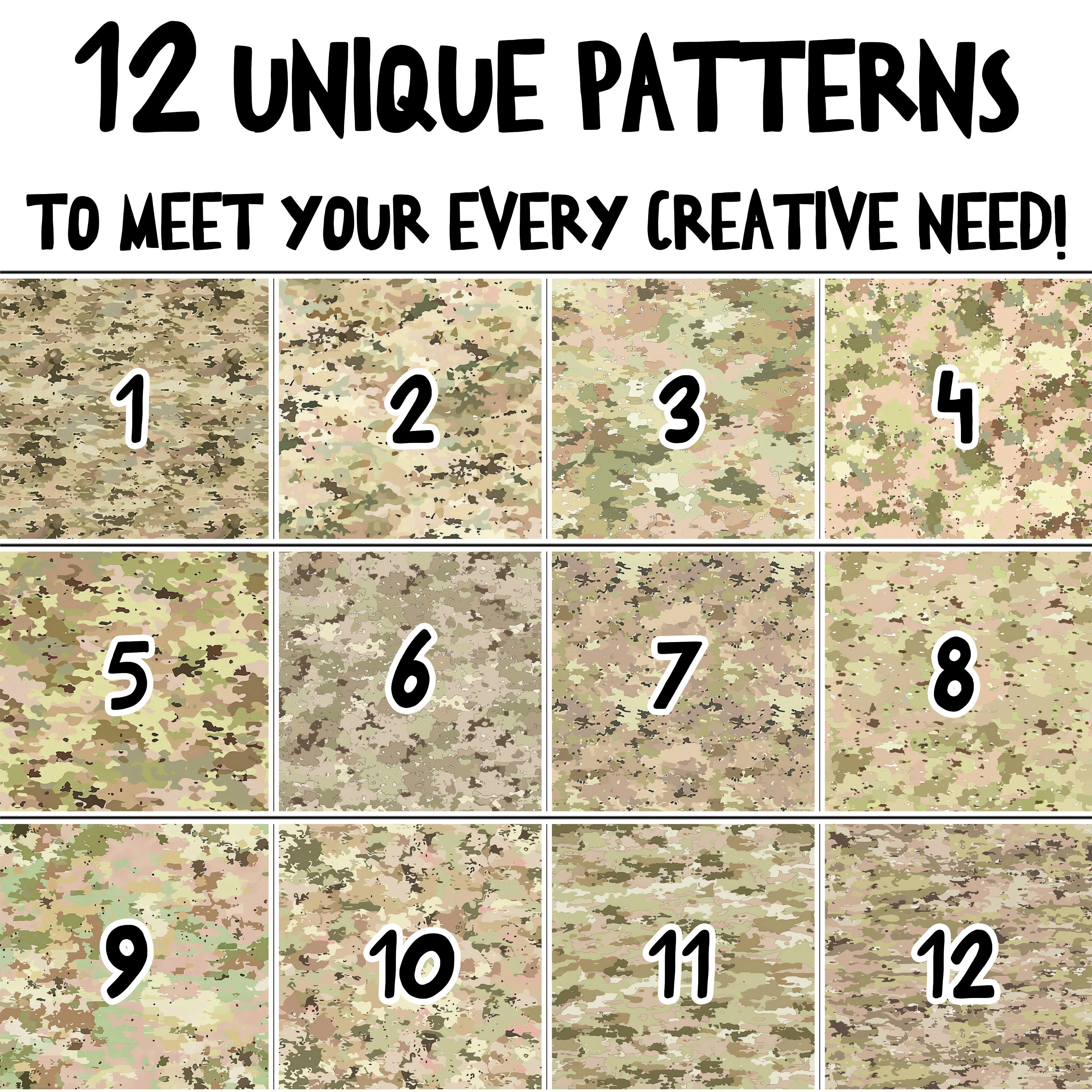 Army Combat Camo Digital Paper | Instant Download | Seamless Patterns ...