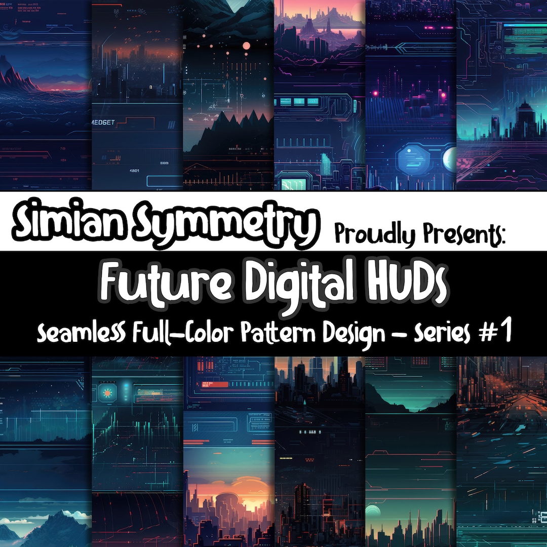 Future Digital Hud's Digital Paper | Instant Download | Seamless ...