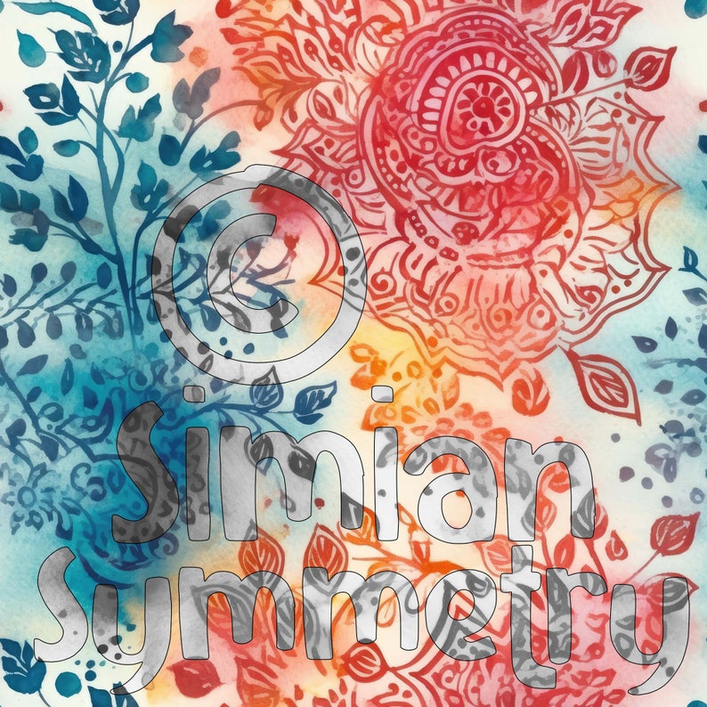 DIGITAL PAPER Henna Designs Series 1 Seamless Designs Twelve Colorful ...