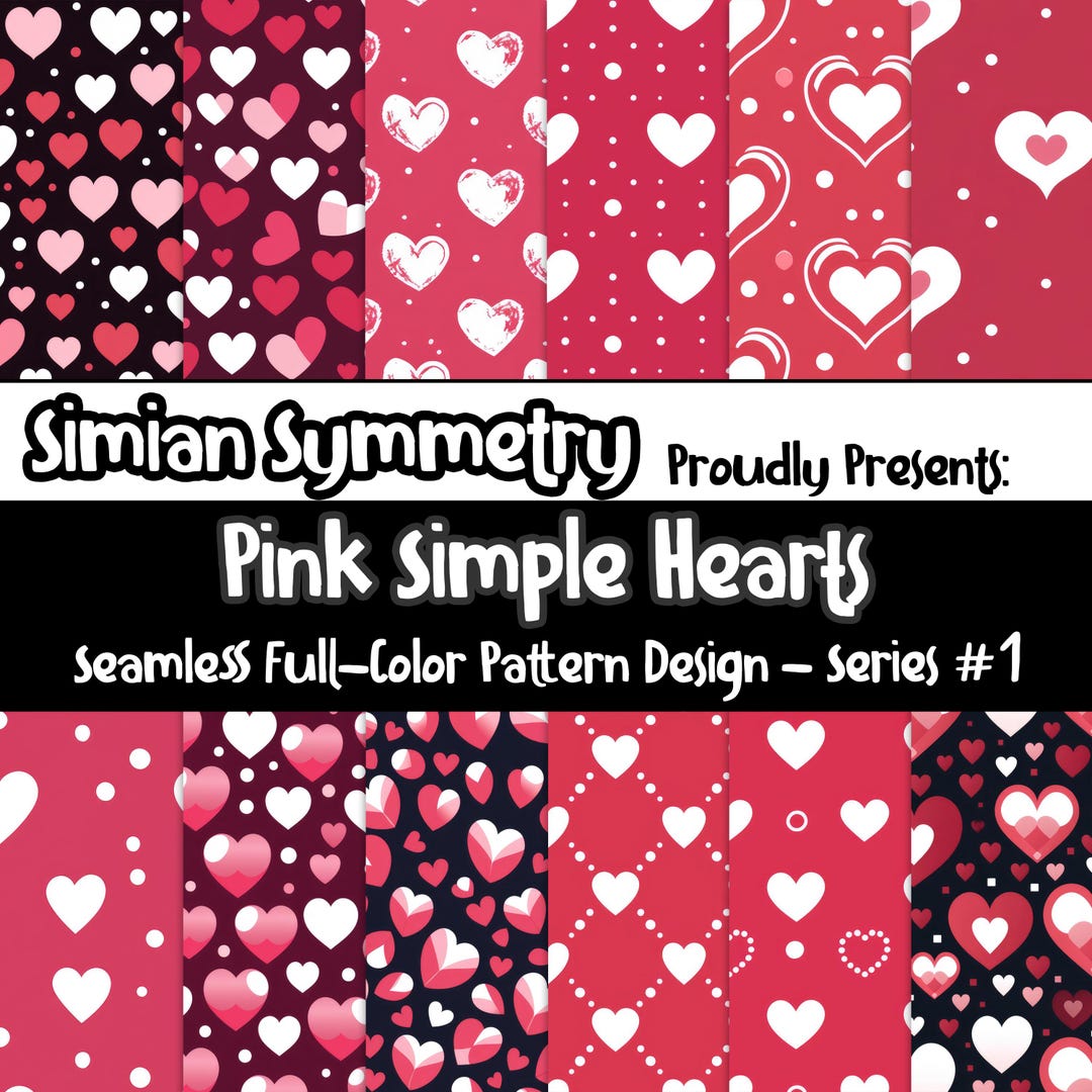 Pink Simple Hearts Digital Paper | Instant Download | Seamless Patterns ...