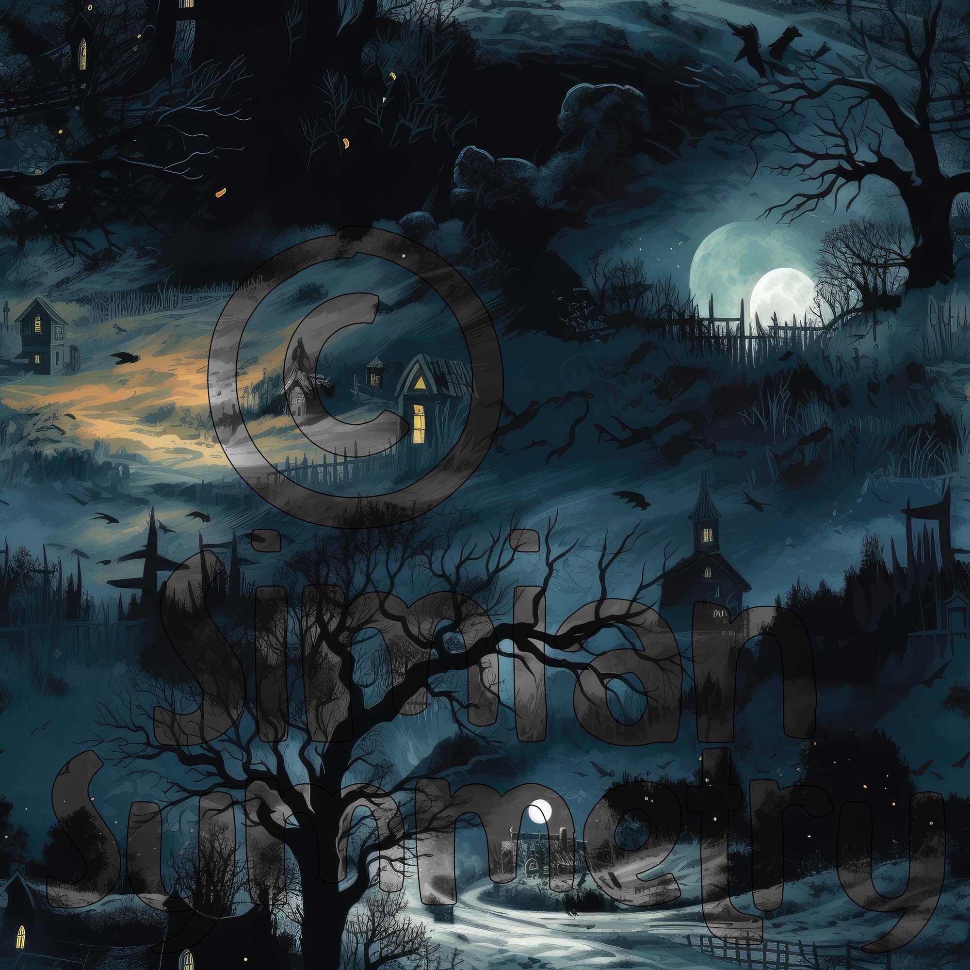 Full Moon Eerie Digital Paper Eerie Glow Seamless Tiles - Etsy