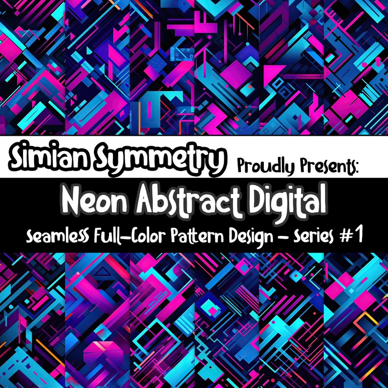 Neon Abstracts Digital Paper Instant Download Seamless Patterns Bright ...