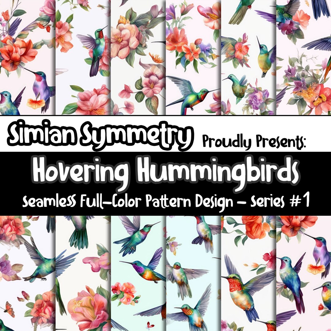 DIGITAL PAPER Hovering Hummingbirds Series 1 | Seamless Designs | Twelve Colorful Patterns ...