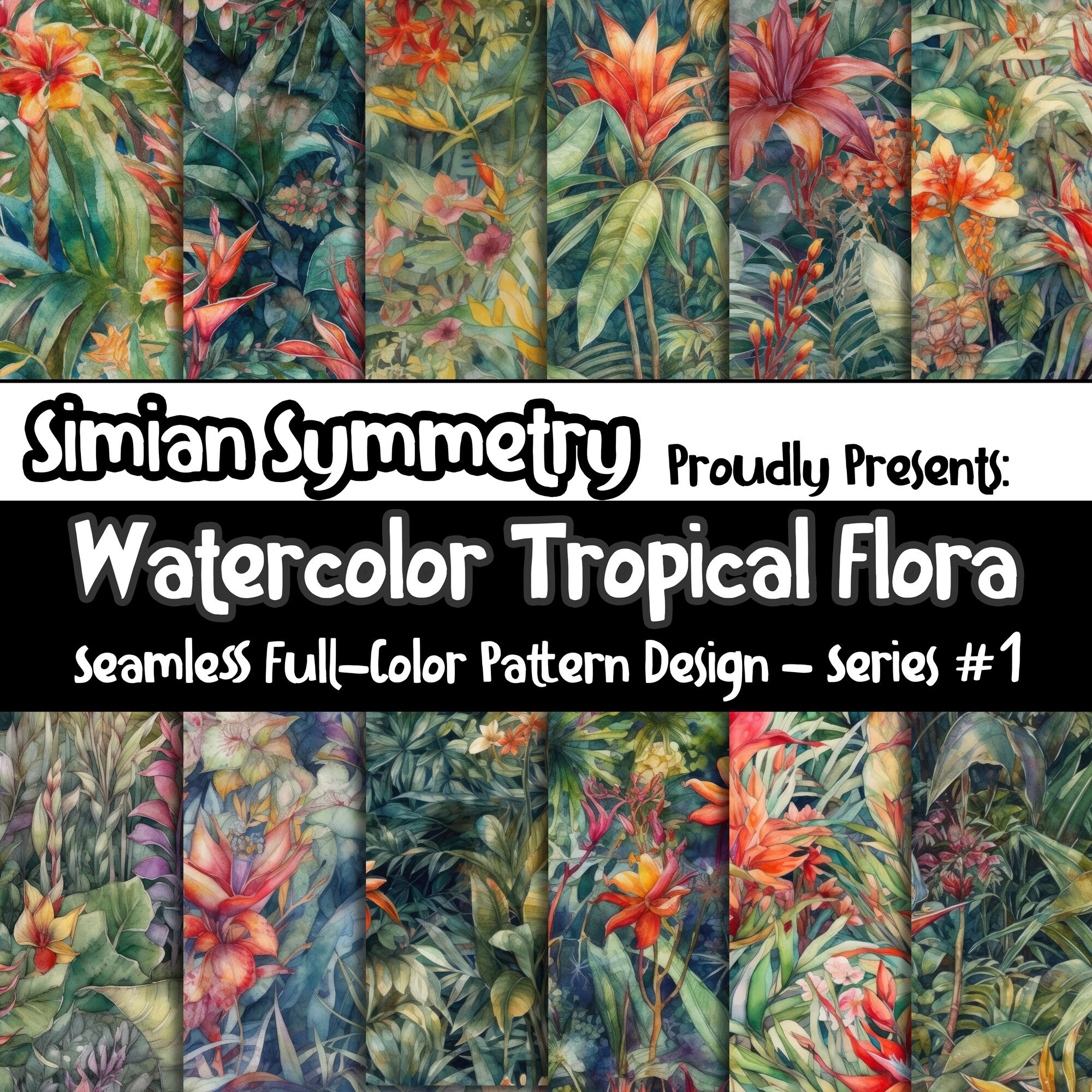 Tropical Flora Digital Paper Tropical Flora Seamless Tropical Flora ...