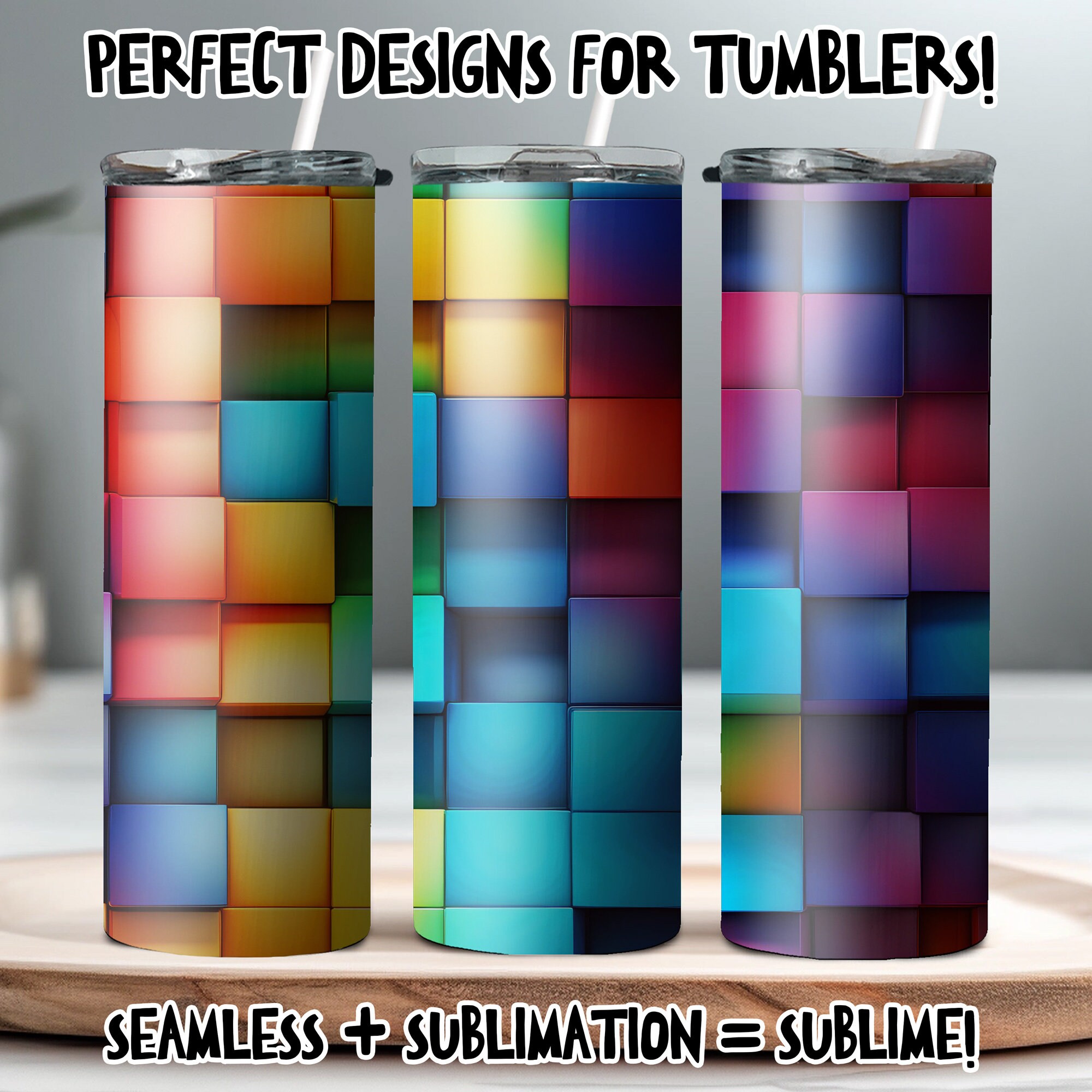 Rainbow Mosaic Cubes Instant Download Seamless Rainbow Patterns ...