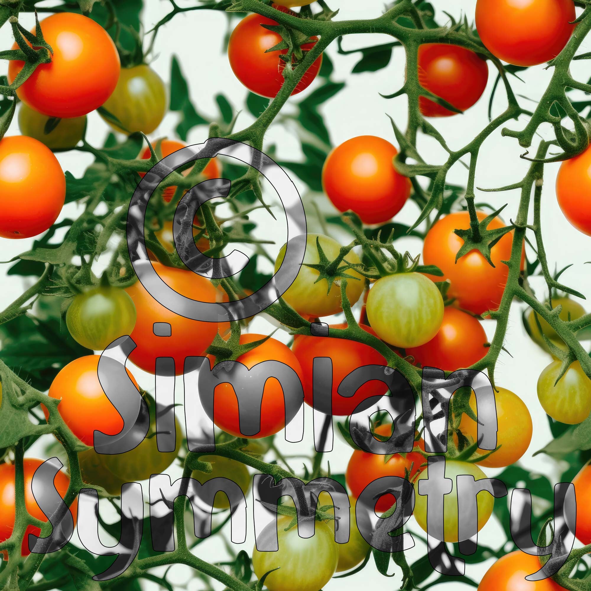 DIGITAL PAPER Cherry Tomatoes Series 1 Seamless Designs Twelve Colorful ...