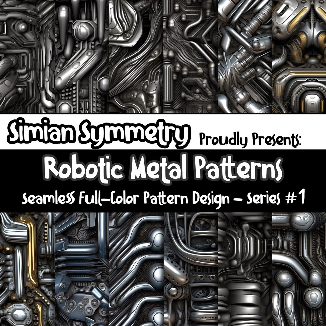 DIGITAL PAPER Robotic Metal Patterns Series 1 | Seamless Designs ...