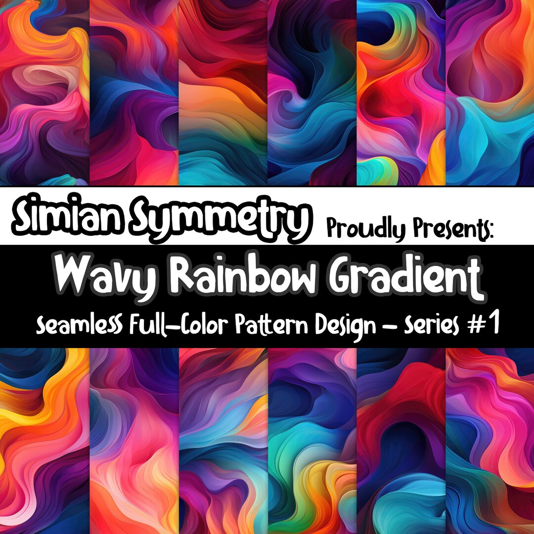 Wavy Rainbow Gradient Digital Background | Instant Download | Seamless ...