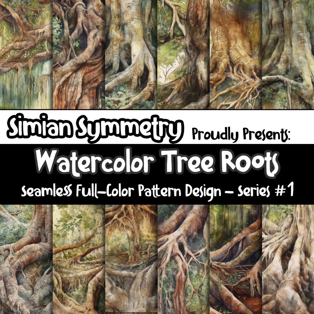 DIGITAL PAPER Tree Roots Series 1 | Seamless Designs | Twelve Colorful ...