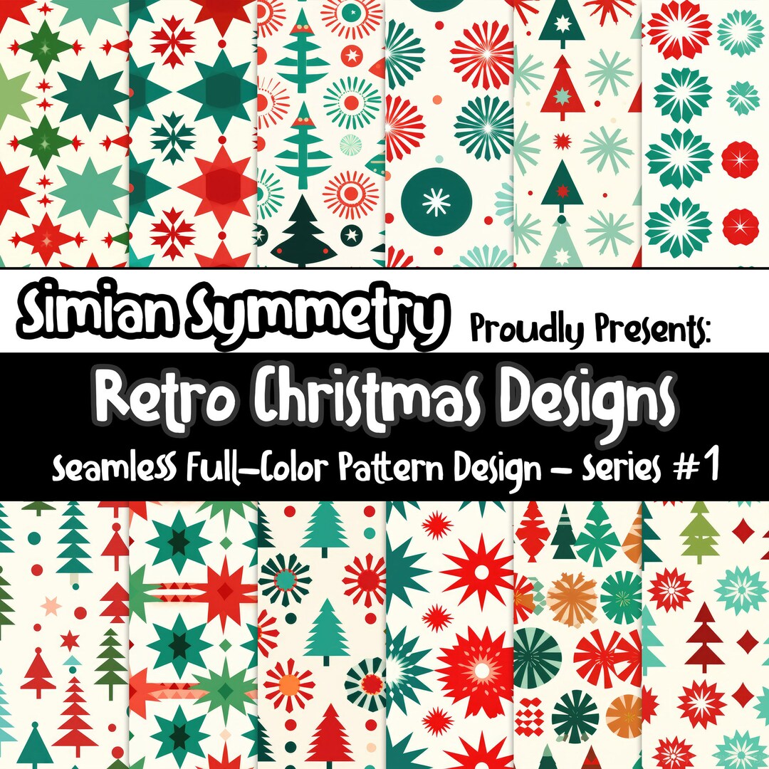 Retro Christmas Designs Digital Paper | Instant Download | Seamless ...