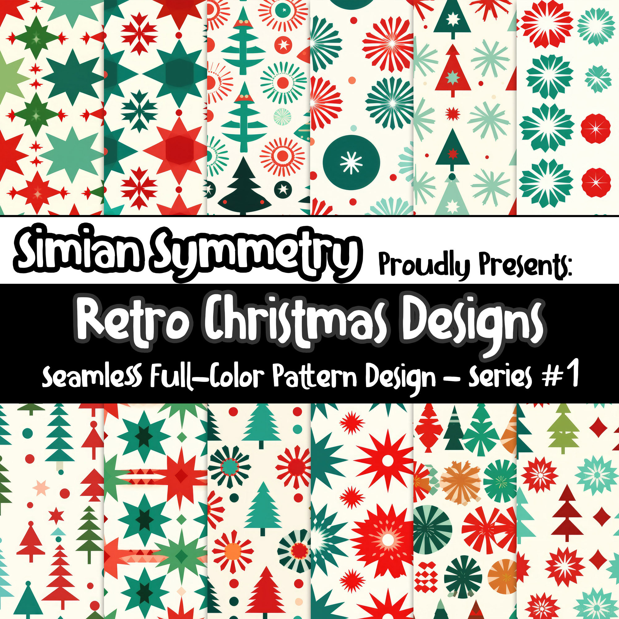 Retro Christmas Designs Digital Paper Instant Download Seamless ...