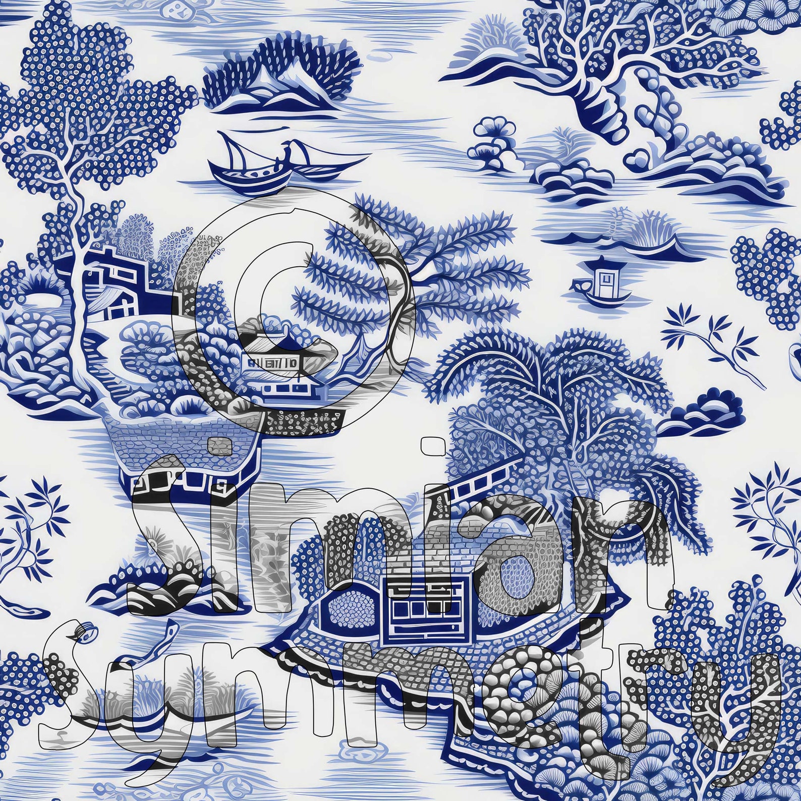 Blue Willow Dinnerware | Instant Download | Seamless Patterns | Tableware Collection | Blue ...
