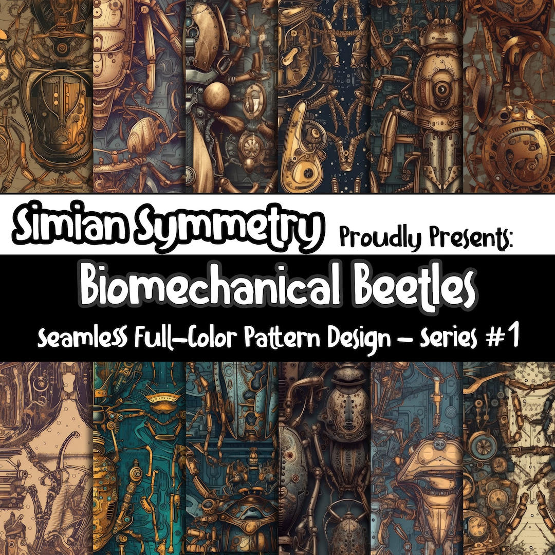 DIGITAL PAPER Biomechanical Beetles Series 1 | Seamless Designs ...